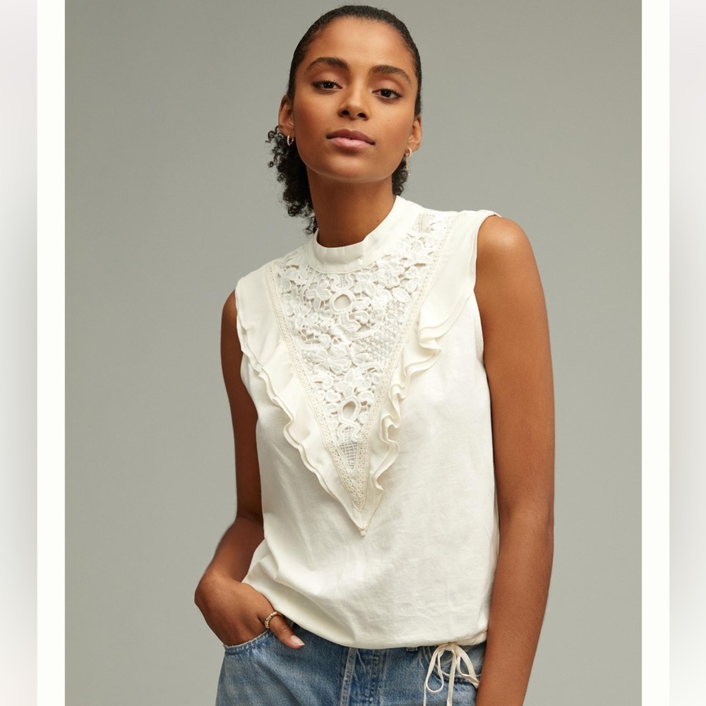 New Women’s Tiny Emma Lace Ruffle Tank By Anthropolog… - Gem